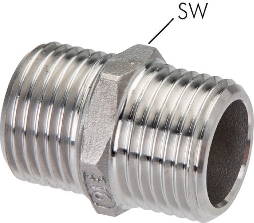 Dubbele nippels met cilindrische schroefdraad – vlak afdichtend, PN 16 - Landefeld - pneumatiek ...