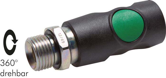 Safety push-button coupling sockets with male thread, NW 7,2 ...