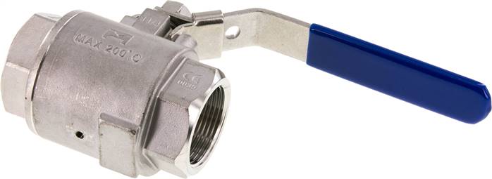 Stainless steel ball valves, 2-part, with forced exhaust (captured), PN ...