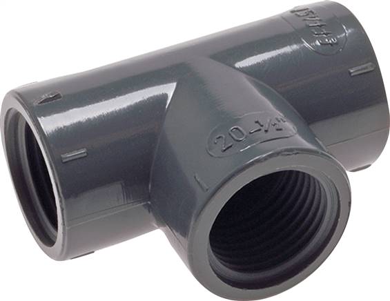 T-piece Rp 1/2" (Female thread), PVC-U (T12PVC) - Landefeld ...
